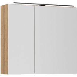 Spiegelschrank Nobilia "Prina", braun (eiche sierra nachbildung), B:80cm H:72cm T:21cm, Schr&auml;nke, Spiegelschrank, in Breiten 60, 80, 100 und 120 cm, innenliegende Steckdose