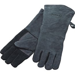Rösle Grillhandschuhe RÖSLE "VIDERO, 25031", schwarz (anthrazit, schwarz), Topflappen, Lederhandschuhe zum Schutz vor Verbrennungen, Universalgröße 24/XL