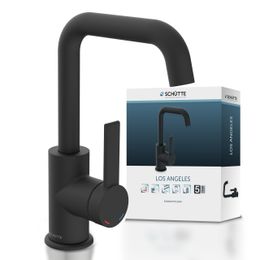 Sch&uuml;tte Waschtischarmatur SCH&Uuml;TTE "&raquo;LOS ANGELES&laquo;", schwarz (schwarz matt), B:5cm H:24,5cm T:17,5cm &Oslash;:5cm, Messing, Armaturen, Praktische Cold-Start-Funktion zum Energiesparen