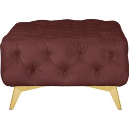 Polsterhocker Home Affaire "Amaury", rosa (rose), B:80cm H:45cm T:80cm, Struktur (100% Polyester);Samtoptik (100% Polyester), Hocker, Polsterhocker, Chesterfield-Optik, Breite 80cm, Fu&szlig;farbe w&auml;hlbar