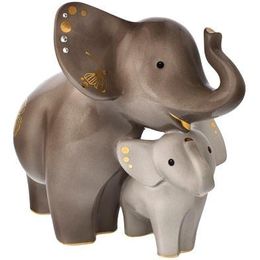 Dekofigur Goebel "Elephant - Kindani & Latika", grau, B:24cm H:20cm T:12,5cm, Steingut, Dekofiguren, Sammelfigur, Tierfigur