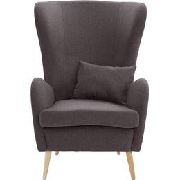 Sessel Home Affaire "Sallito, Ohrensessel, TV-Sessel", grau (anthrazit), B:76cm H:109cm T:85cm, Struktur Hahnentritt (67% Polypropylen, 33% Polyester);Samtoptik (100% Polyester);Fellimitat (100% Polyester);Samtcord (92% Polyester, 8% Polyamid);Struktur (100% Polyester);Struktur fein (100% Polyester), Sessel, Sessel, f&uuml;r Wohnzimmer, auch in Samtcord