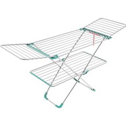 W&auml;schest&auml;nder BISCHOF COLOMBO "DOUBLE", blau (t&uuml;rkis, silberfarben), B:55cm, Aluminium, W&auml;schest&auml;nder, 30 m Trockenl&auml;nge, 2-stufige H&ouml;henverstellung, klappbar, Aluminium
