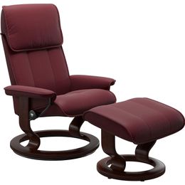 Fußhocker stressless "Admiral", rot (bordeaux batick), B:55cm H:38cm T:39cm, Leder BATICK: BATICK ist ein leicht korrigiertes, durchgefärbtes und genarbtes Möbelleder, bei dem die meisten Unebenheiten und Spuren in der Regel entfernt wurden., Hocker, Fußhocker, mit Classic Base, Gestell Braun