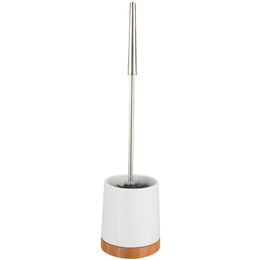 WC-Garnitur Wenko "Bamboo", wei&szlig;, B:10,8cm H:42cm, Holz, Keramik, Reinigungsb&uuml;rsten