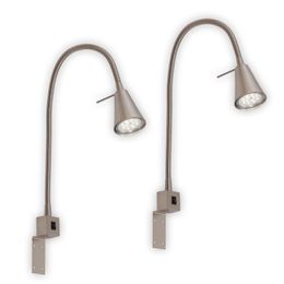 Briloner Leuchten LED Wandleuchte "2er Set LED Bettleuchte Schlafzimmer Wohnzimmer Matt-Nickel", silber (matt, nickel), Leuchten, 2er Set LED Bettleuchte Schlafzimmer Wohnzimmer Matt-Nickel