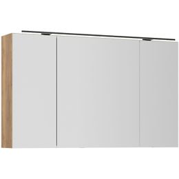 Spiegelschrank Nobilia "Prina", braun (eiche sierra nachbildung), B:120cm H:72cm T:21cm, Schränke, Spiegelschrank, in Breiten 60, 80, 100 und 120 cm, innenliegende Steckdose