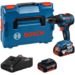 Akku-Bohrschrauber Bosch Professional "GSR 18V-55", blau (blau, schwarz), B:360mm H:155mm L:442mm, Bohrmaschinen, mit 2 Akkus 18V/4,0Ah, Ladeger&auml;t und L-Boxx