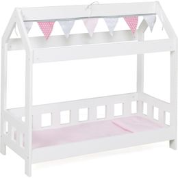 Bayer Chic 2000 Puppenbett CHIC2000 "Stars Grey", grau (stars grau), Puppenmöbel, KinderB:25cm H:54cm T:25cm, MDF, Polyester, mit Bettdecke und Kopfkissen, B:25cm H:54cm T:25cm
