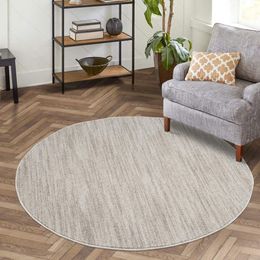 Teppich Carpet City "CLASICO 0052", grau (taupe), H:11mm Ø:200cm, Obermaterial: 100% Polyester, Teppiche, Teppich, Kurzflor, Hochtief-Muster, Boho, Wohnzimmer
