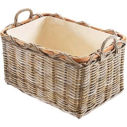 Aufbewahrungskorb Locker, beige (natur), B:56cm H:36cm T:41cm, Rattan, Aufbewahrungsboxen