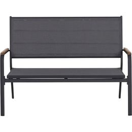Gartenbank siena GARDEN "Tesoro", schwarz, B:138cm H:97cm T:67cm, Aluminium, FSC-zertifiziertes Holz, Sitzb&auml;nke, Gartenbank, Alu, Textil, Teakholz, matt-anthrazit