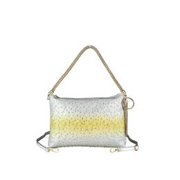Schultertasche "Bling", Damen, Gr. B/H/T: 30cm x 21cm x 3cm onesize, gelb, Polyurethan (PU), Collezione Alessandro, Taschen Schultertasche, mit tausenden Strass Glitzersteinen