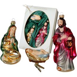 Christbaumschmuck KREBS GLAS LAUSCHA "Die Heilige Familie, Weihnachtsdeko, Christbaumschmuck", bunt, H:15cm Ø:5cm, Glas, Weihnachtsbaumschmuck, mundgeblasen