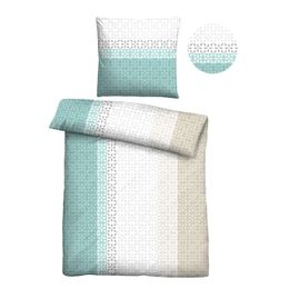 Bettw&auml;sche "0561118", blau (aqua), B/L: 135cm x 200cm, 1 Stk., 1 Stk., Microfaser, B/L: 80cm x 80cm, 2 Stk., Microfaser, Obermaterial: 100% Polyester, CASTELL - MARKENBETTW&Auml;SCHE, Bettw&auml;sche, Bettw&auml;sche, feiner Glanz + weicher Griff, pflegeleicht, ganzj&auml;hrig einsetzbar, RV