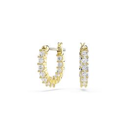 Paar Creolen Swarovski "Schmuck Geschenk Matrix Tennis Vittore Ohrringe", gelb (gelbgoldfarben, metallfarben, kristallwei&szlig;, kristallwei&szlig;), Ohrringe, Damen, Metall, Swarovski Zirkonia (synth.)
