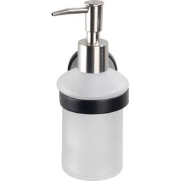 Seifenspender Wenko "Udine", bunt (wei&szlig;, schwarz, silberfarben), Edelstahl, Glas, Dosierspender, Seifenspender, 200 ml