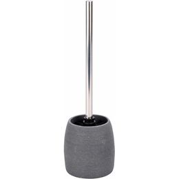 WC-Garnitur Wenko "Goa", grau, B:11,8cm H:38,5cm &Oslash;:8cm, Polyresin (Kunststein), Reinigungsb&uuml;rsten