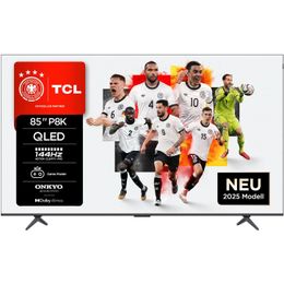 TCL QLED-Fernseher "85P81KX1", Energieeffizienz: F (A-G), schwarz, 85, Fernseher, 144Hz, Multi-HDR, Dolby Vision, Game Master, Smart TV, Apple TV, ONKYO