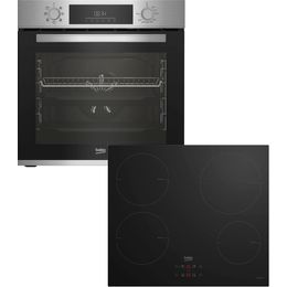 Beko Backofen-Set "BBSM12340X", Energieeffizienz: A (A+++-D), schwarz (edelstahlfarben, schwarz), Herdsets, Induktions-Kochfeld, Topseller