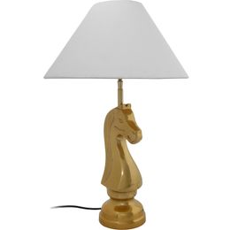Kayoom Tischleuchte "Shah", weiß, 1, Ø 40cm H: 62cm, 1 Stk., Leuchten, Tischlampe mit dekorativem Schah-Pferd-Sockel aus Metall, Stoffschirm, Designlampe