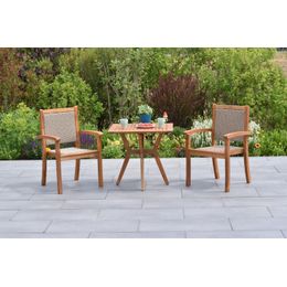 Garten-Essgruppe Merxx "»Castilla«", beige (natur, natur, natur), Massivholz, Wicker/Kunststoffgeflecht, Sitzmöbel-Sets, Tisch: LxB: 70x70 cm