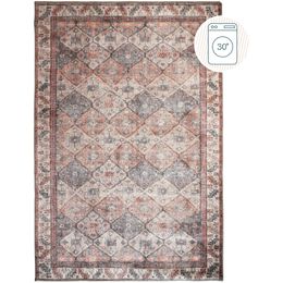 Teppich FLAIR RUGS "Dion", rot, B:190cm H:4mm L:290cm, Polyester, Teppiche, Teppich, Traditioneller Teppich, waschbar, Wohnzimmer, Schlafzimmer