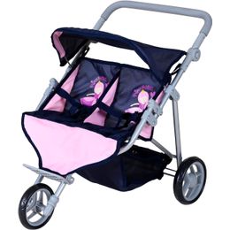 Puppen-Zwillingsbuggy KNORRTOYS "Duo - princess blue", blau (princess blau), Puppenwagen, KinderB:64cm H:55cm T:48cm, Kunststoff, Metall, Stoff, B:64cm H:55cm T:48cm