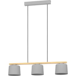 Eglo Hängeleuchte "MARIEL Deckenlampe, Stahl und Holz, E27, IP20, Wohnzimmerlampe, Lampe", grau (grau, braun), H: 110cm, 1 Stk., Leuchten, Hängeleuchte, L91 x B19 x H110 cm, hellgrau, braun, 3X40W exkl.