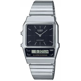 Chronograph CASIO VINTAGE, silber (silberfarben, schwarz), Armbanduhren, Damen, Quarzuhr, Armbanduhr, Damenuhr,Herrenuhr,Digitaluhr,Edelstahlarmband