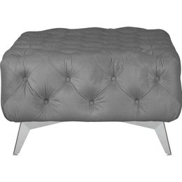 Polsterhocker Home Affaire "Amaury", grau, B:80cm H:45cm T:80cm, Struktur (100% Polyester);Samtoptik (100% Polyester), Hocker, Polsterhocker, Chesterfield-Optik, Breite 80cm, Fu&szlig;farbe w&auml;hlbar