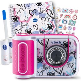 Kinderkamera Vtech "KidiZoom Print Cam + Scrapbook Bundle", pink (pink, weiß), Fotokameras, KinderB:13,4cm H:9,2cm T:4,8cm, mit eingebautem Thermodrucker, inkl, Thermopapier, Scrapbook + Stift, B:13,4cm H:9,2cm T:4,8cm