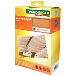 Sonnensegel Windhager, beige (sand), B:420cm T:140cm, Polyester, Sonnensegel, f&uuml;r Seilspannmarkise, inklusive Laufhaken, 4,2x1,4 m