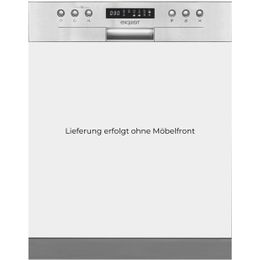 Exquisit teilintegrierbarer Geschirrspüler "EGSP9414-EB-030D inox", Energieeffizienz: D (A-G), silber (silberfarben), B:59,8cm H:81,5cm T:57cm, Geschirrspüler