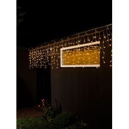 Konstsmide LED-Lichtervorhang "Weihnachtsdeko aussen", Energieeffizienz: E (A-G), transparent, Dioden 400 Stk. Flammen 400 Stk., Kabellänge 10m x Gesamtlänge 20,27m, Lichterketten, LED Eisregenvorhang, mit weißen Globes, 400 bernsteinfarbene Dioden