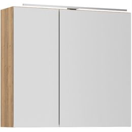 Spiegelschrank Nobilia "Prina", braun (eiche sierra nachbildung), B:80cm H:72cm T:21cm, Schr&auml;nke, Spiegelschrank, in Breiten 60, 80, 100 und 120 cm, innenliegende Steckdose