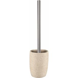 WC-Garnitur Kleine Wolke "&raquo; Sand&laquo;", braun (macadamia), B:9,5cm H:36,5cm L:9,5cm, Polyresin (Kunststein), Reinigungsb&uuml;rsten