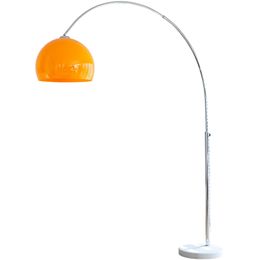 Salesfever Bogenlampe "Tammo", orange (orange, chromfarben, weiß), 1, Ø 40cm H: 181cm, 1 Stk., Leuchten, Höhenverstellbar und mit Dimmschalter, echter Marmorfuß