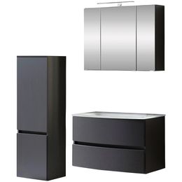 Badezimmer-Set Welltime "Kaunas", grau (matt grau, grau), B:120cm H:200cm T:49cm, Kastenmöbel-Sets, bestehend aus Waschtisch-Set mit Midischrank, Breite 120 cm