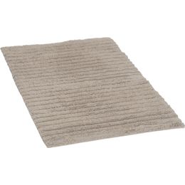 Badematte Tom Tailor HOME "Cotton Stripes" Gr. 1, beige (sand), H:20mm, Baumwolle, Badematten, Badematte, Uni Farben, gestreift, reine Baumwolle, Hoch-Tief Effekt