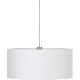 Eglo Hängeleuchte "PASTERI", weiß (weiß, nickelfarben), 1, Ø 53cm, Leuchten, Lampe aus Stoff / Ø53 x H110 cm / exkl. 1 x E27 (je max. 60W)