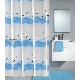 Duschvorhang Kleine Wolke "Seaside", blau (weiß, blau, schwarz), B:240cm H:180cm, Polyester, Duschvorhänge
