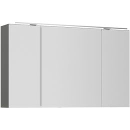 Spiegelschrank Nobilia "Prina", grau (schiefergrau), B:120cm H:72cm T:21cm, Schr&auml;nke, Spiegelschrank, in Breiten 60, 80, 100 und 120 cm, innenliegende Steckdose