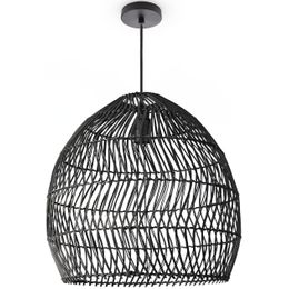 Paco Home Pendelleuchte "ORNA", schwarz, Ø 40cm H: 41cm, Leuchten, Pendellampe Rattan Korb Boho Modern Esszimmerlampe Natur Vintage E27