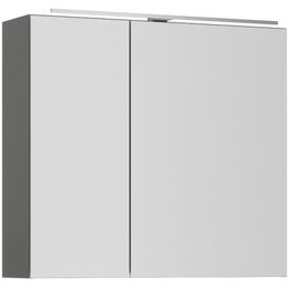 Spiegelschrank Nobilia "Prina", grau (schiefergrau), B:80cm H:72cm T:21cm, Schr&auml;nke, Spiegelschrank, in Breiten 60, 80, 100 und 120 cm, innenliegende Steckdose