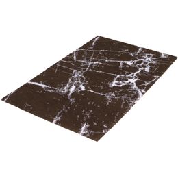 Badematte Kleine Wolke "Como", braun (nussbraun), H:16mm, Baumwolle, Badematten, Badematte, Badteppich, modernes Marmor Design, waschbar