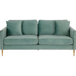 3-Sitzer "Highland", gr&uuml;n (mintgr&uuml;n), B:184cm H:81cm T:85cm, Veloursstoff 100% Polyester, COSMOLIVING BY COSMOPOLITAN, Sofas, pflegeleichter Veloursbezug, Sitz und R&uuml;cken gepolstert, Sitzh&ouml;he 46cm