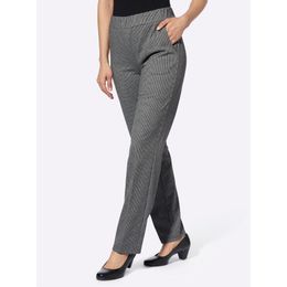 Jerseyhose Classic Basics, Damen, Gr. 46, Normalgr&ouml;&szlig;en, schwarz-wei&szlig; (schwarz, wei&szlig; pepita), 95% Polyester, 5% Elasthan, gemustert, kariert, unifarben, lang, Hosen Jerseyhose