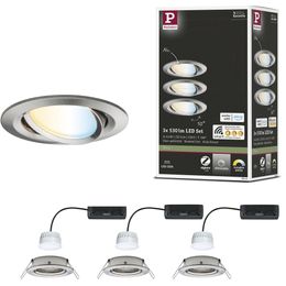 Paulmann LED Einbauleuchte "LED Einbauleuchte Nova Coin rund 84mm 50", silber (edelstahlfarben), 3, Ø 8,4cm, 3 Stk., Leuchten, Memoryfunktion, Farbwechsler, Farbsteuerung, Dimmer, Smart Home