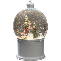 Konstsmide LED Dekoobjekt "LED Kugellaterne, "Schneemann mit Baum", weiß, 1 warm weiße Diode", weiß, 1, Ø 12,5cm H: 21cm, 1 Stk., Leuchten, wählbare Energieversorgung zwischen USB oder Batteriebetrieb, 5h Timer